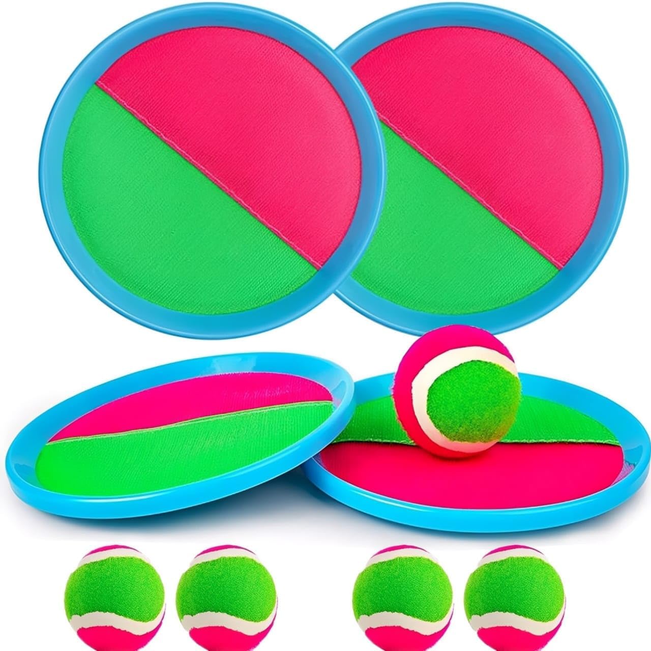 Toss and Catch Ball Game Set, 4 Paddles & 4 Balls, Ball Catch Game ...