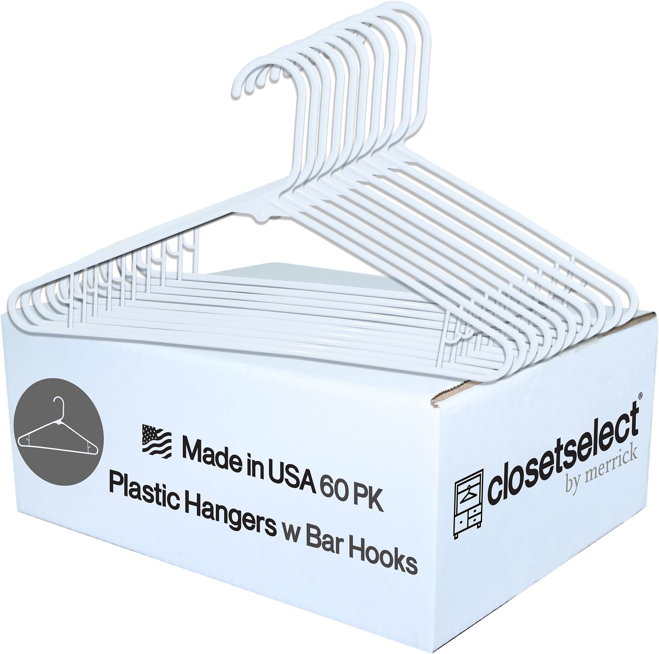 Amazon.com: Super Heavy Duty Plastic Hangers, Made in USA, White Super ...