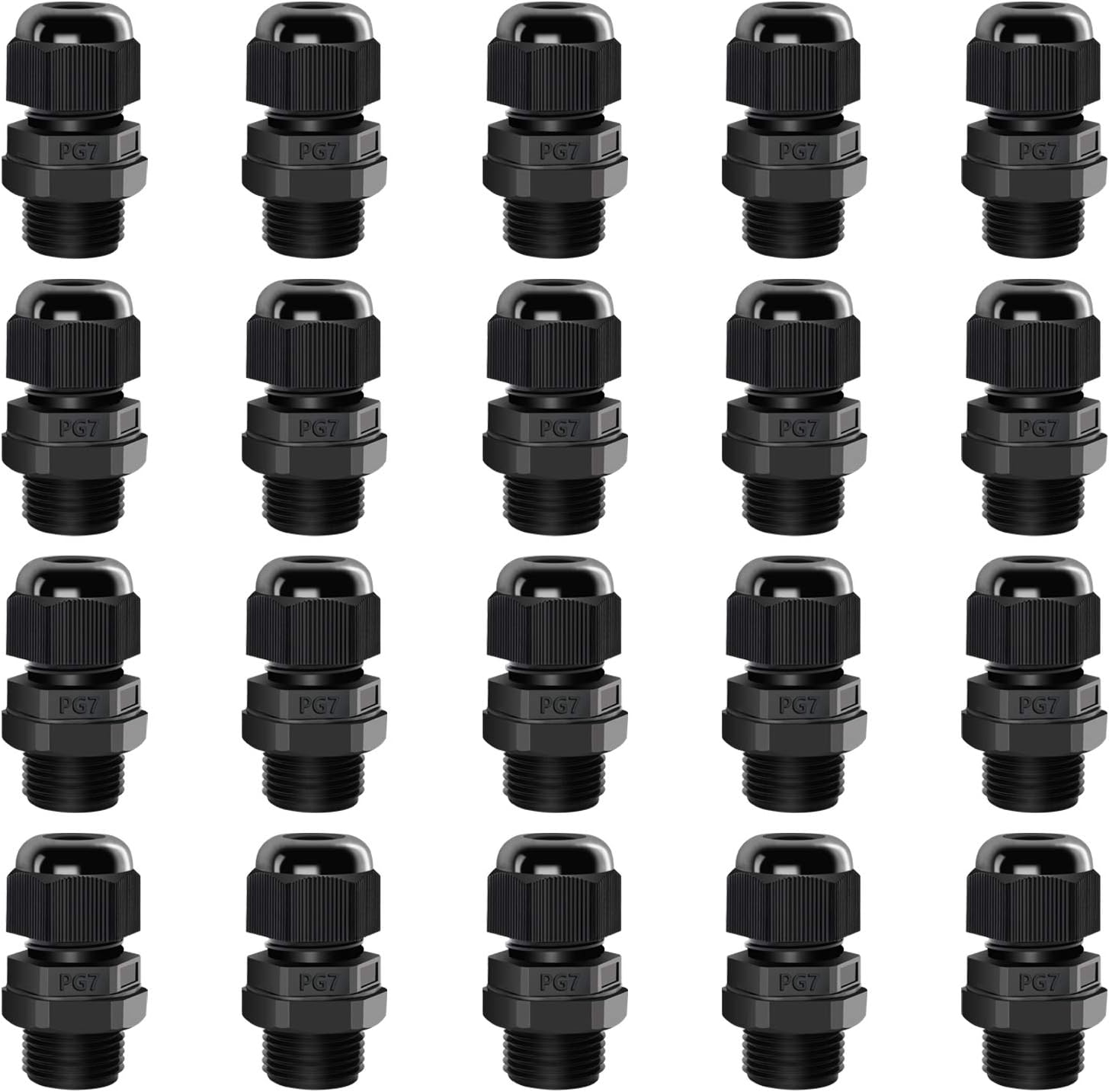 mxuteuk 20 Pcs PG7 Thread lengthening Cable Glands 3.1-6.6mm Cable ...