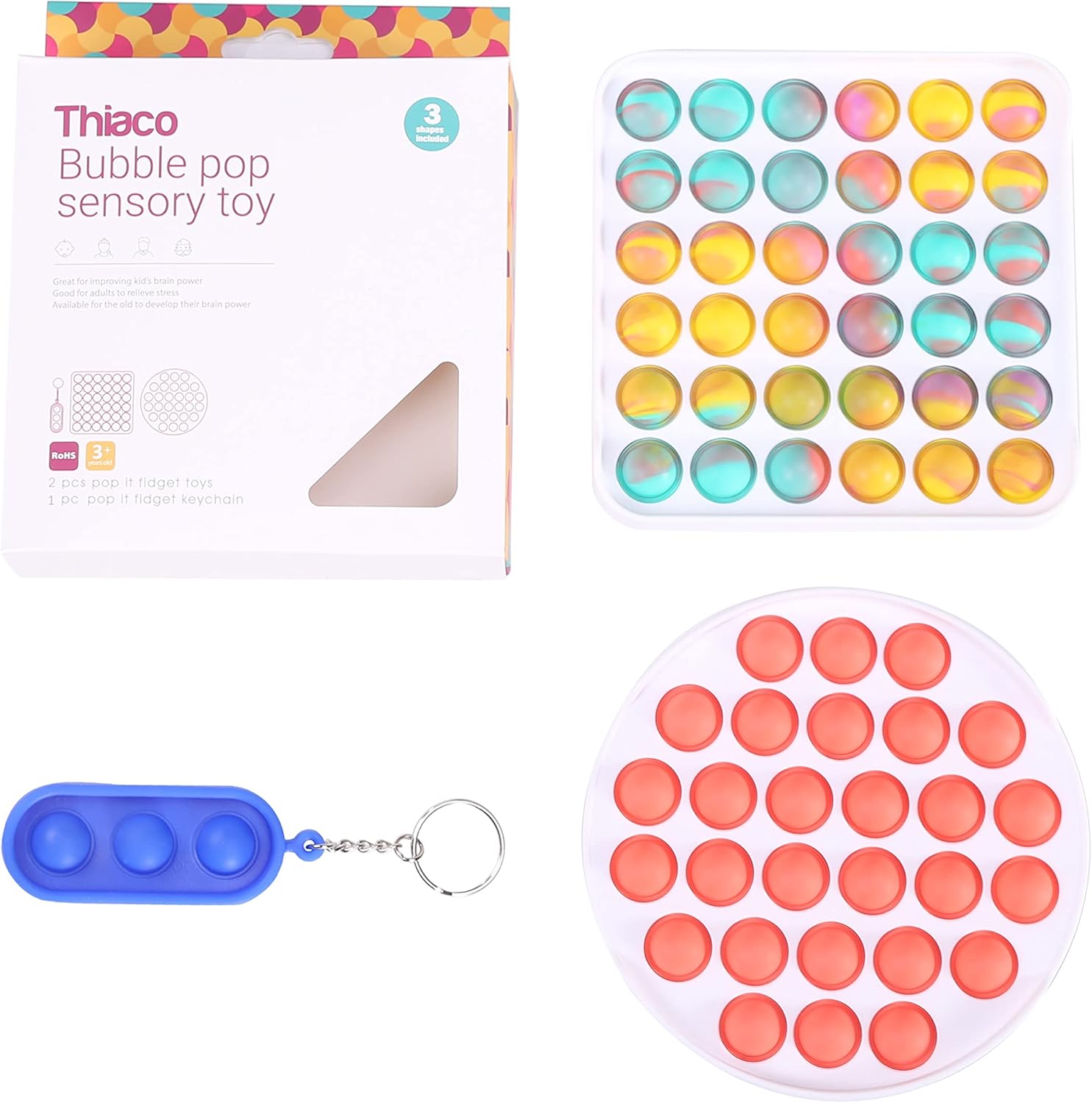 3-PACK Bubble Popper Fidgets Pack, Fidget Poppers, Pop Sensory Toy with ...