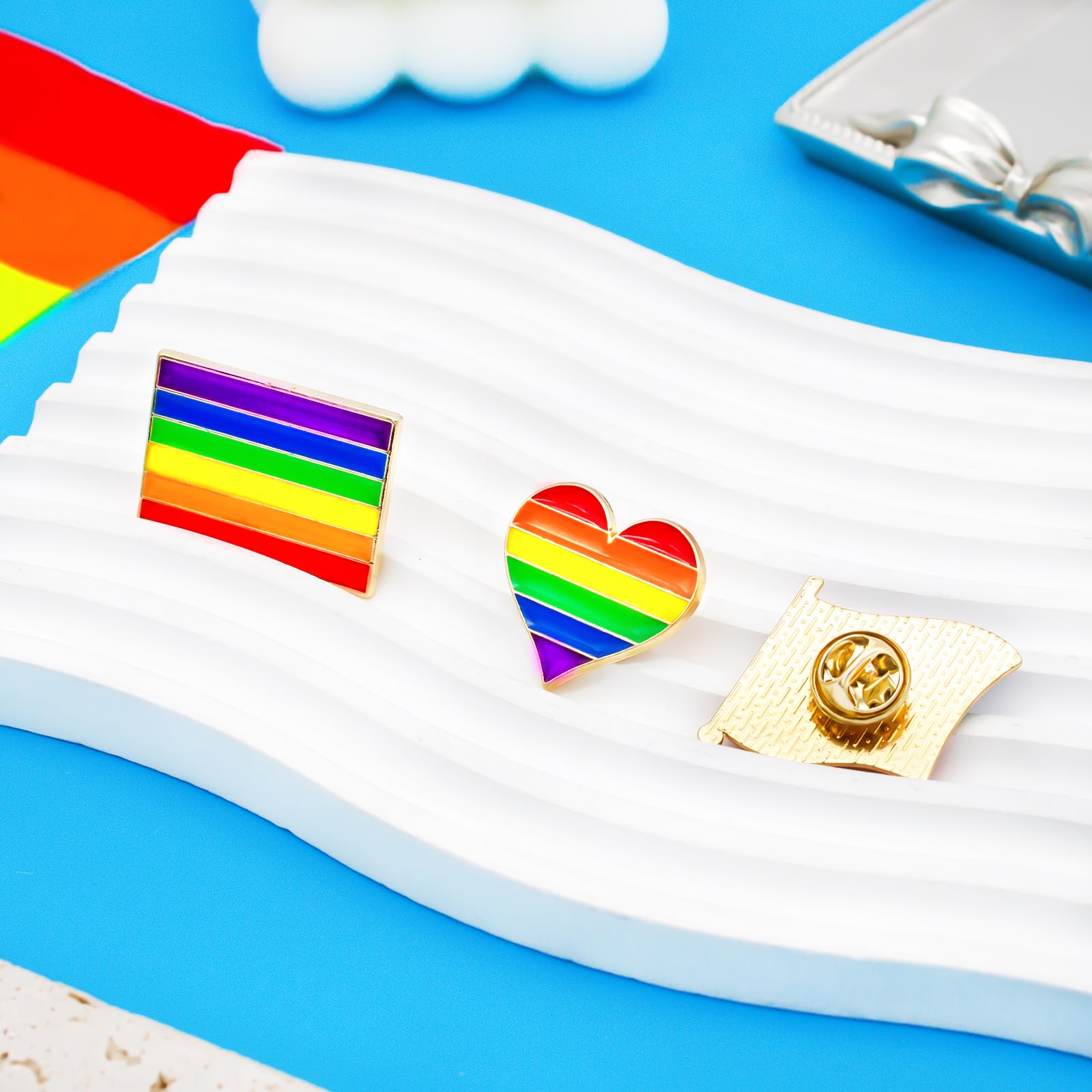 Snapklik.com : Nanafast 3Pcs LGBTQ Pride Heart Rainbow Lapel Pin Brooch ...