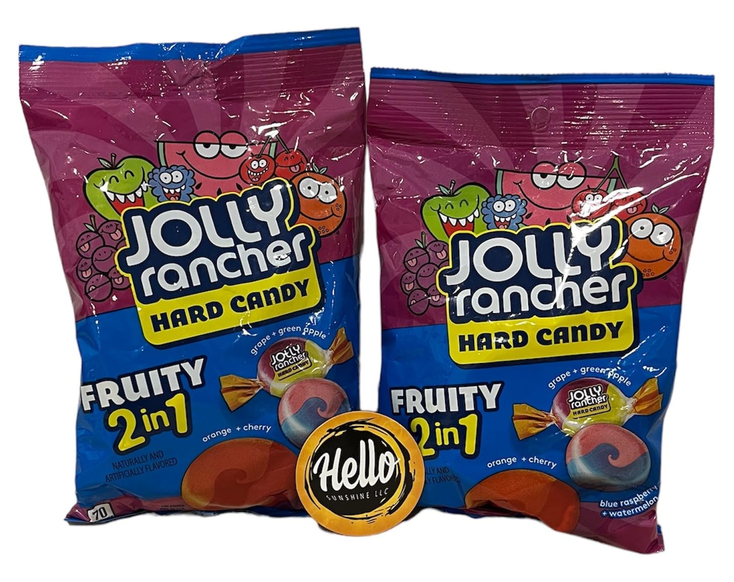 Jolly Rancher Hard Candy Fruity 2 in 1 Assorted Fruit Flavors (2 Bags 6 ...