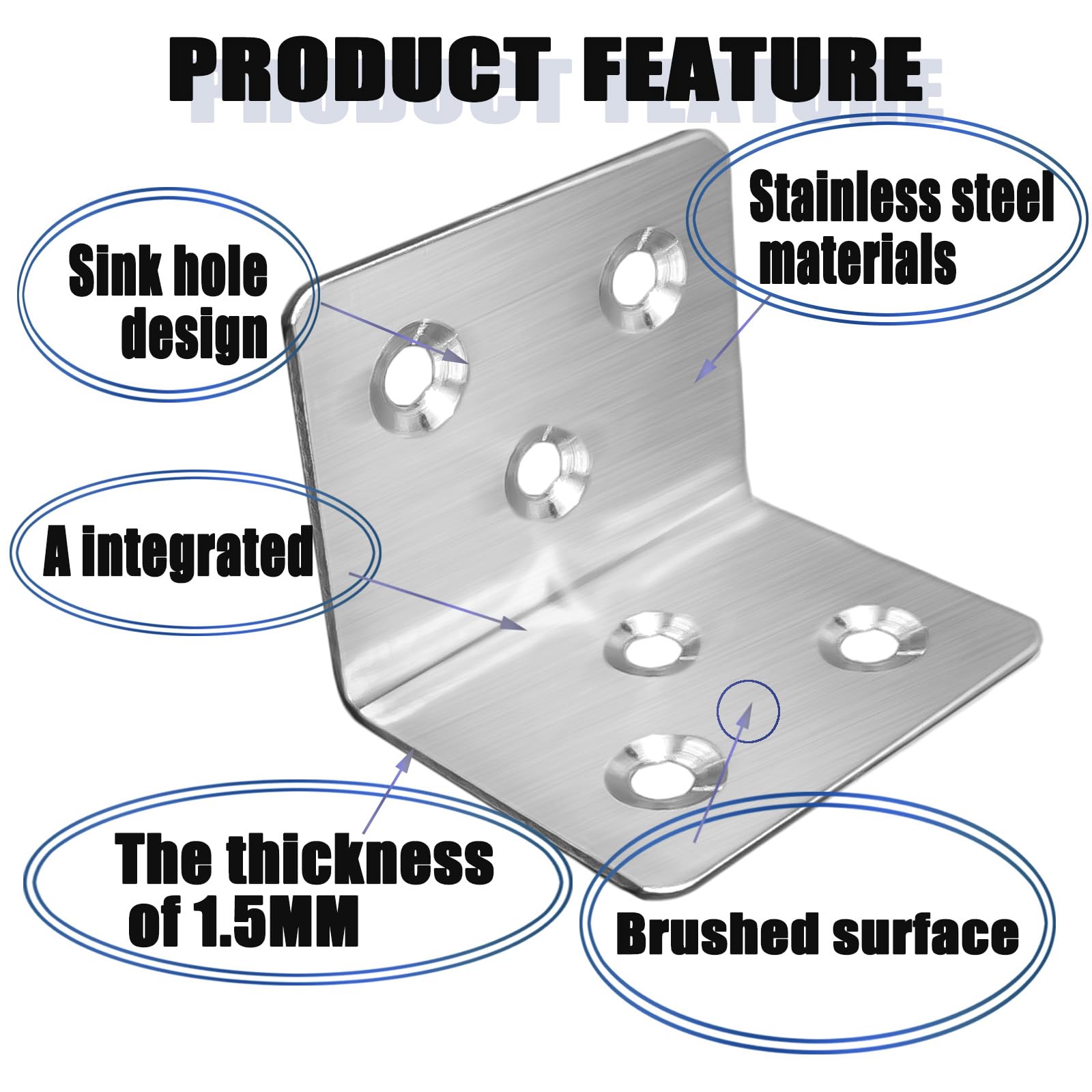 Snapklik.com : 20Pcs Stainless Steel Angle Bracket, 16"x16"x16" Heavy ...