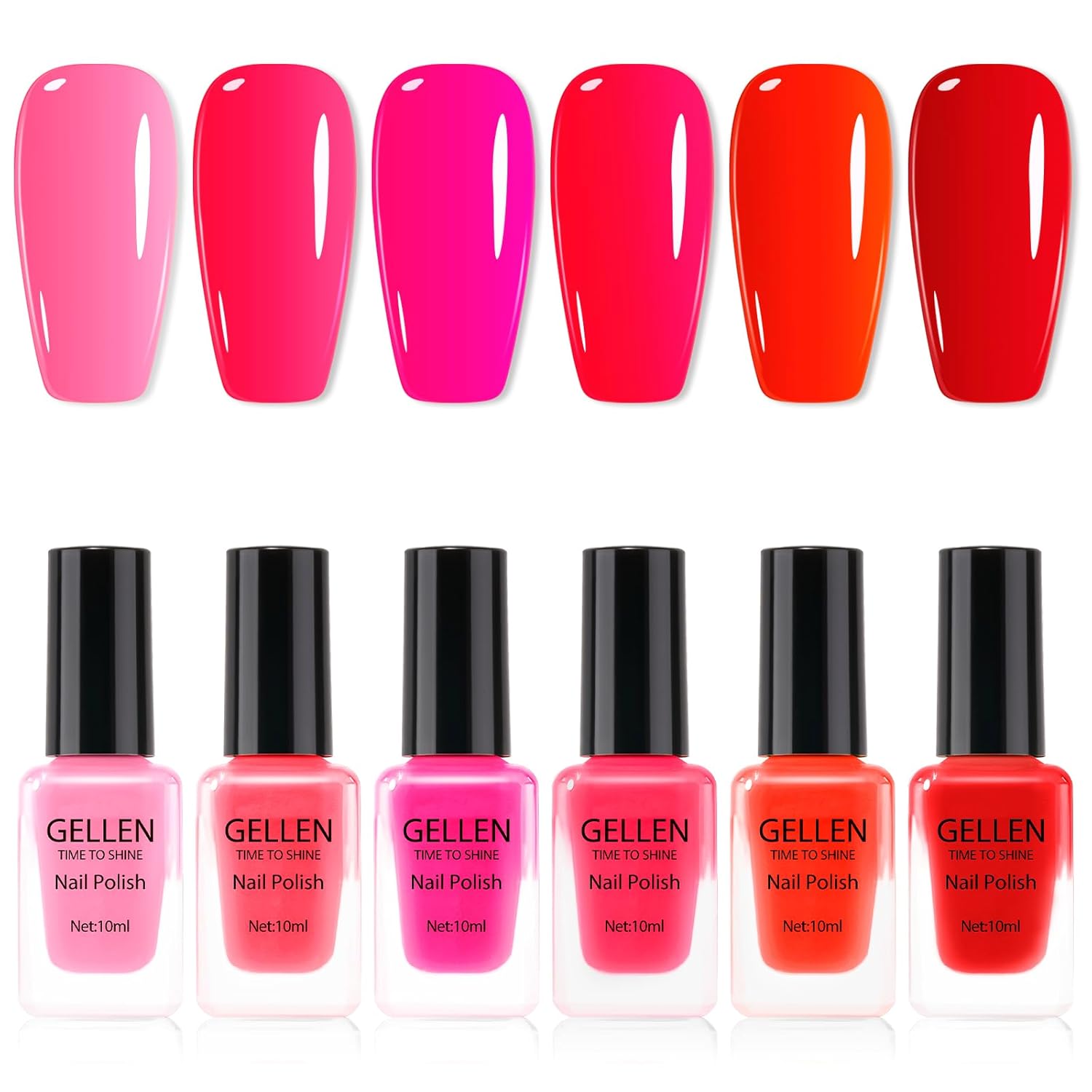 Amazon.com : GELLEN Red Pink Nail Polish, Quick Air Dry Natural ...