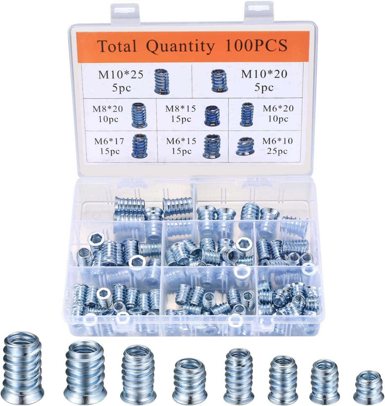 Threaded Insert Nuts, Hex Socket Screw-in Nuts 50Pcs M4*8mm Zinc Alloy ...