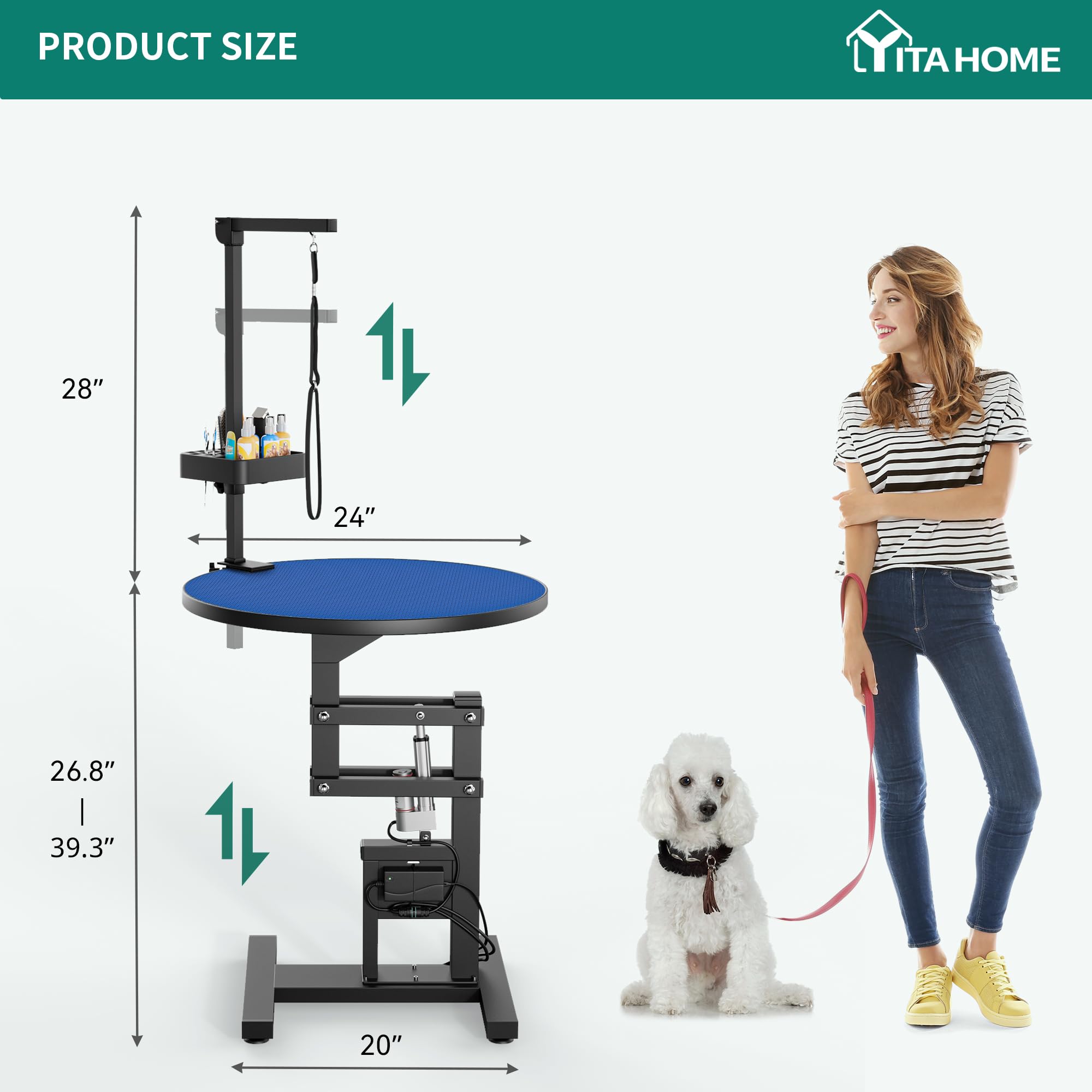 Snapklik.com : 24" Electric Lift Dog Grooming Table, Rotating Desktop ...