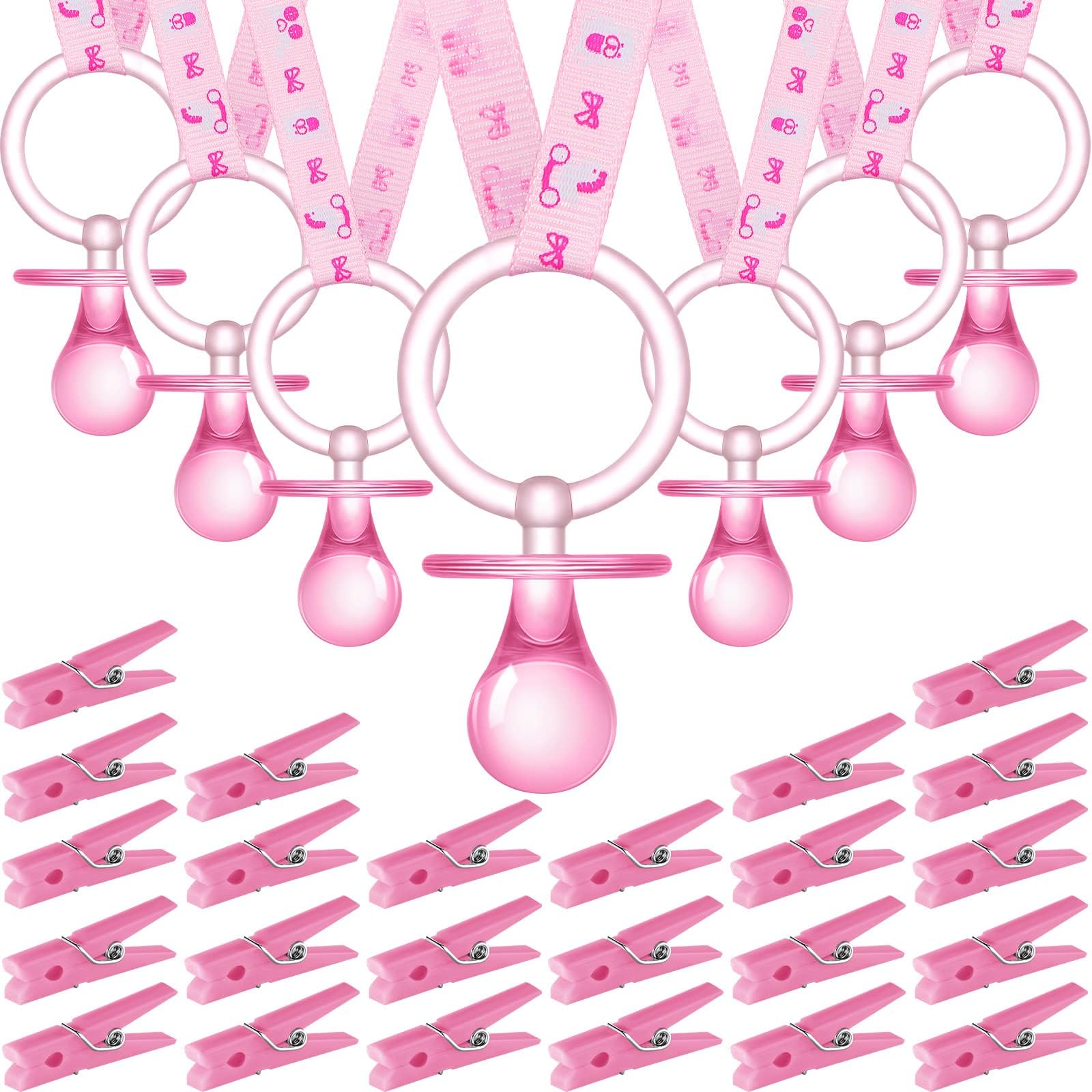 Amazon.com: 48 Pieces Baby Pacifiers Party Favors with 24 Plastic ...