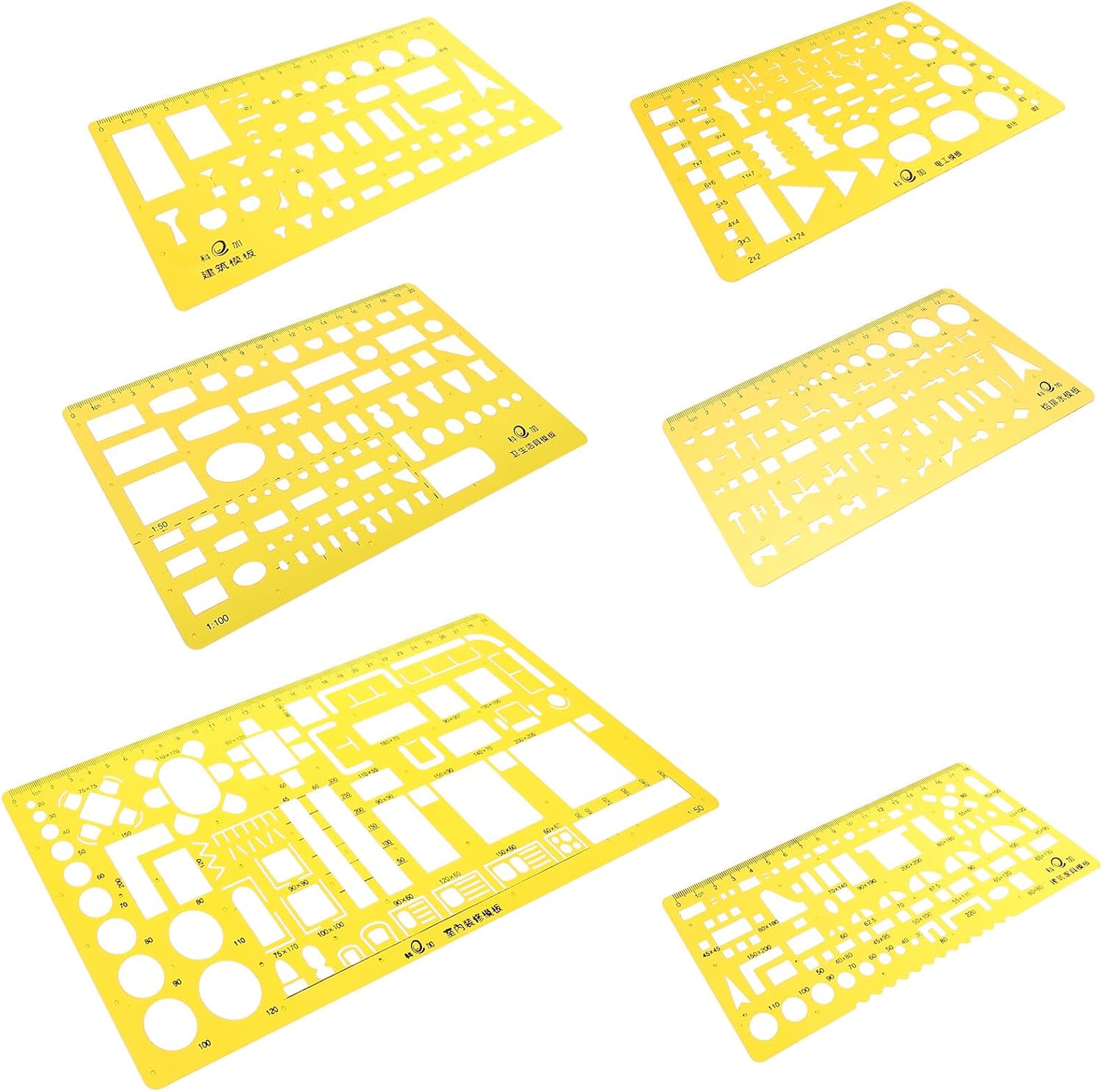 Amazon.com : VILLFUL 6Pcs Multipurpose Drawing Template Rulers ...