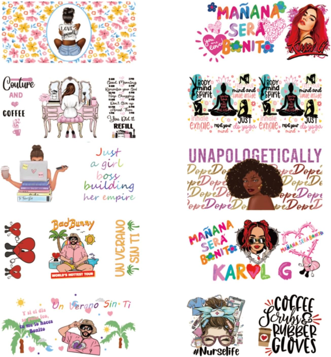 Amazon.com: 10 Sheets UV DTF Cup Wrap Waterproof DTF Transfer Sticker ...