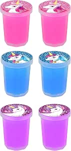 Henbrandt 6 x Mini Slime Pots Unicorn Party Favours for Kids Unicorn ...
