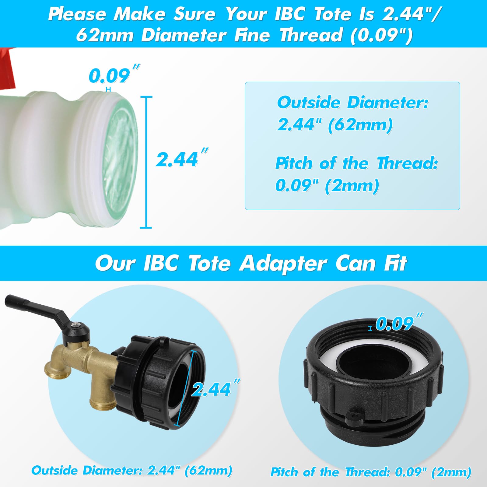 Snapklik.com : Upgrade Double Outlet IBC Tote Fittings, 275 330 Gallon ...