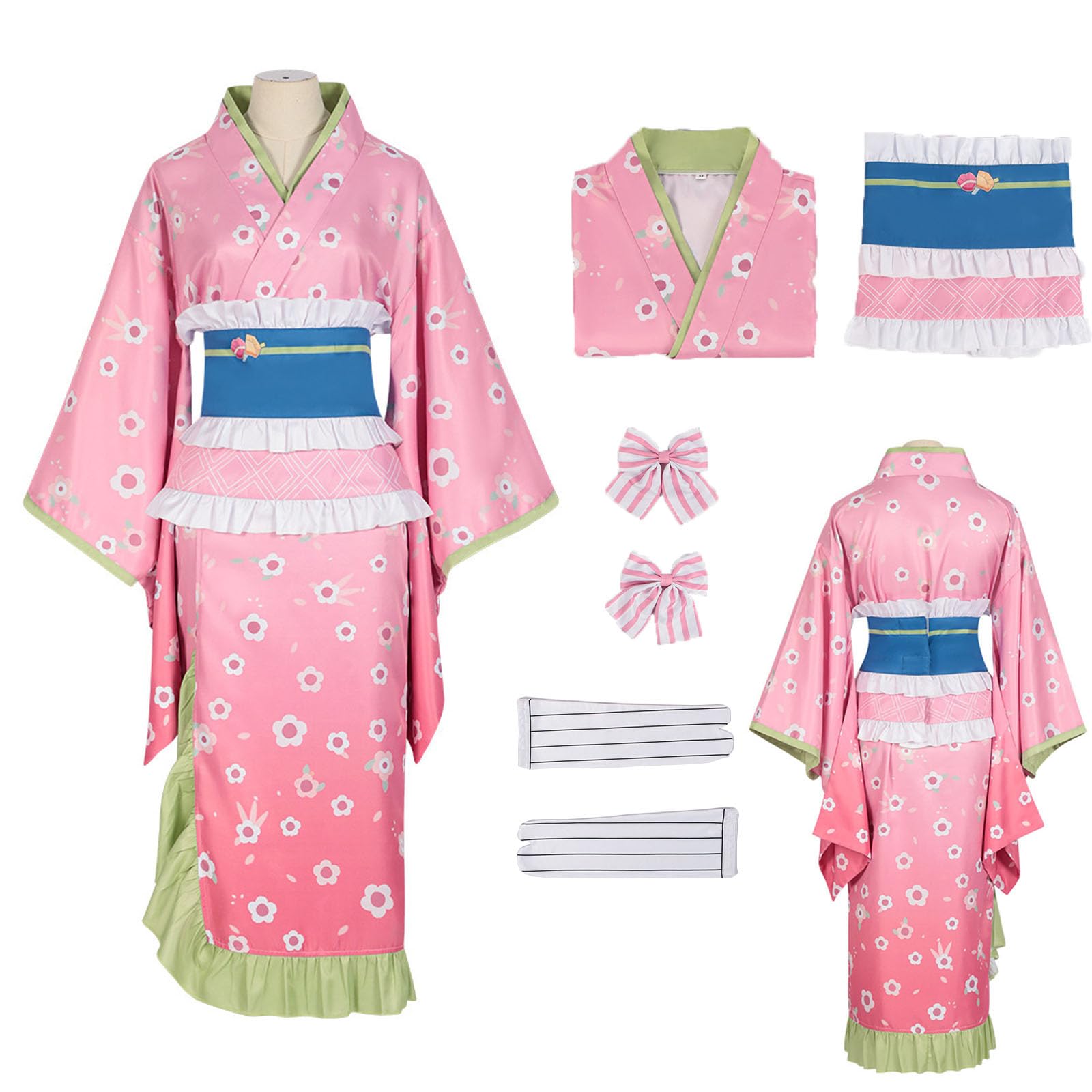 Amazon.com: Misiedoi Kanroji Mitsuri Kimono Cosplay Costume Women Adult ...