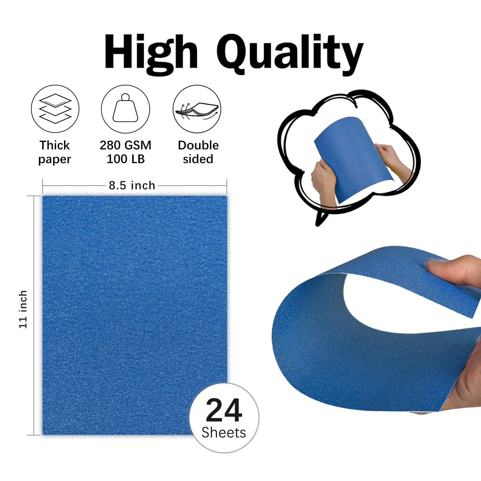 Snapklik.com : Double-sided Blue Glitter Cardstock 8.5x11- Goefun ...