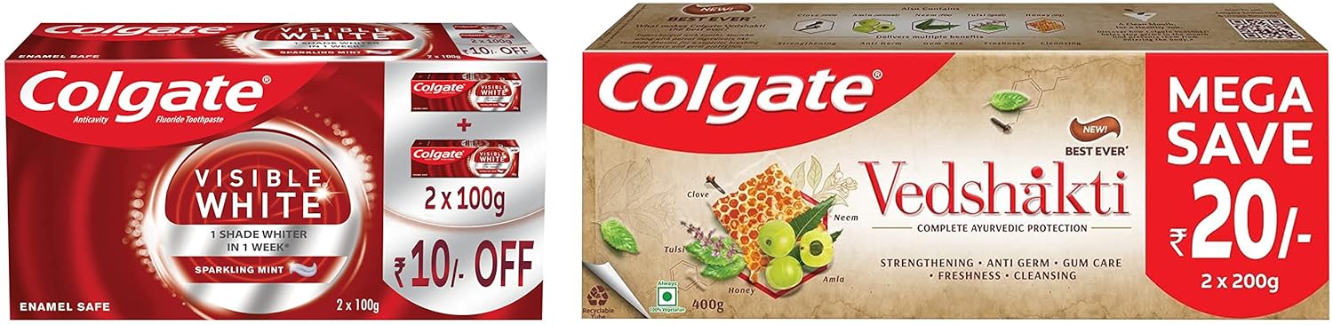 Buy Colgate Visible White Teeth Whitening Toothpaste, 200g & Colgate ...