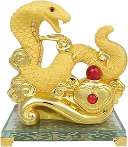 Amazon.com: Feng Shui Import 9 Inch Gold RuYi Snake Statue 2025 Year of ...