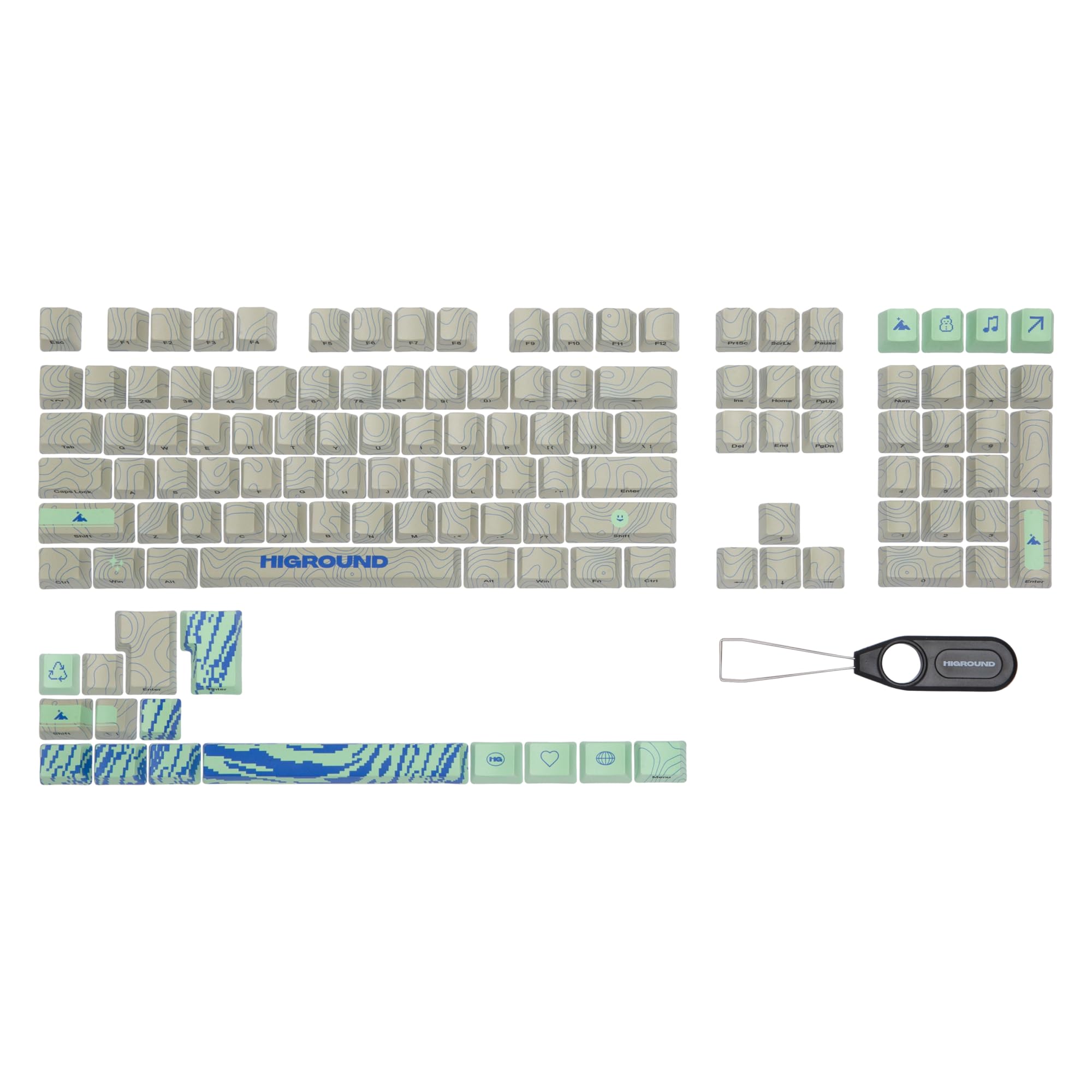 Amazon.com: Higround Seafoam Topograph PBT Dye Sub Keycaps for ...