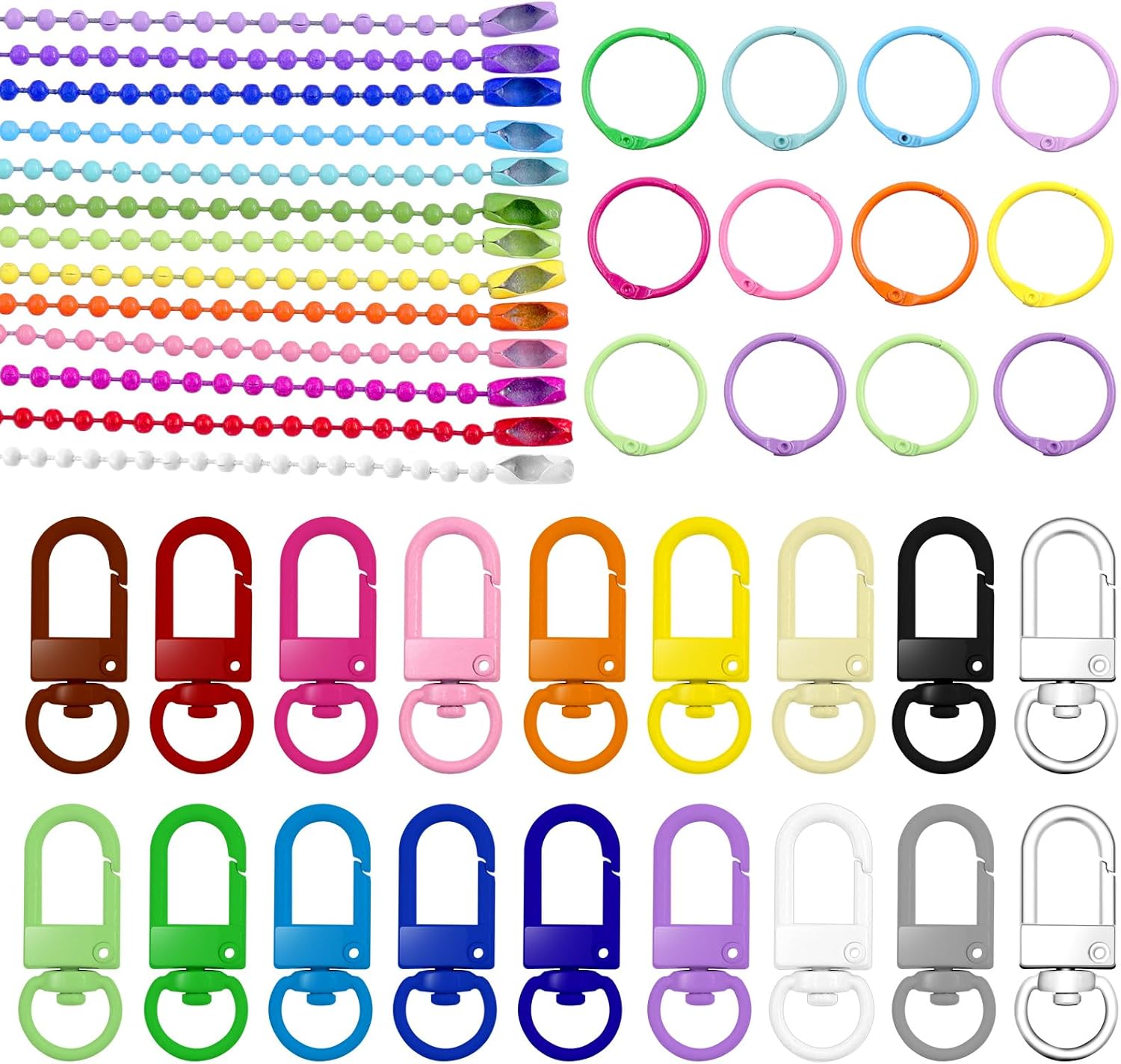 Amazon.com: Keadic 160Pcs Rainbow Keyring Making Set Contains 1 Inch ...