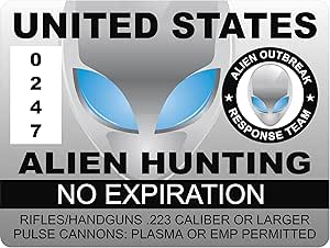 Amazon.com - Project Thin Line Alien Hunting Permit - United States Us ...