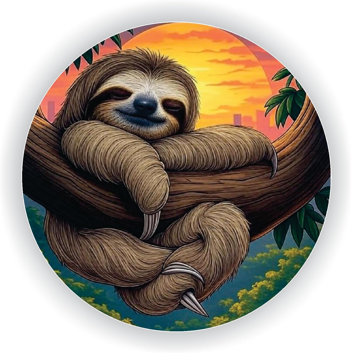 Amazon.com - Sloth Sunset Design 2 Full Color Decal Sticker Car Window ...