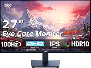 Amazon.com: KTC 27 Inch QHD Computer Monitor, 2K 100Hz IPS Gaming ...