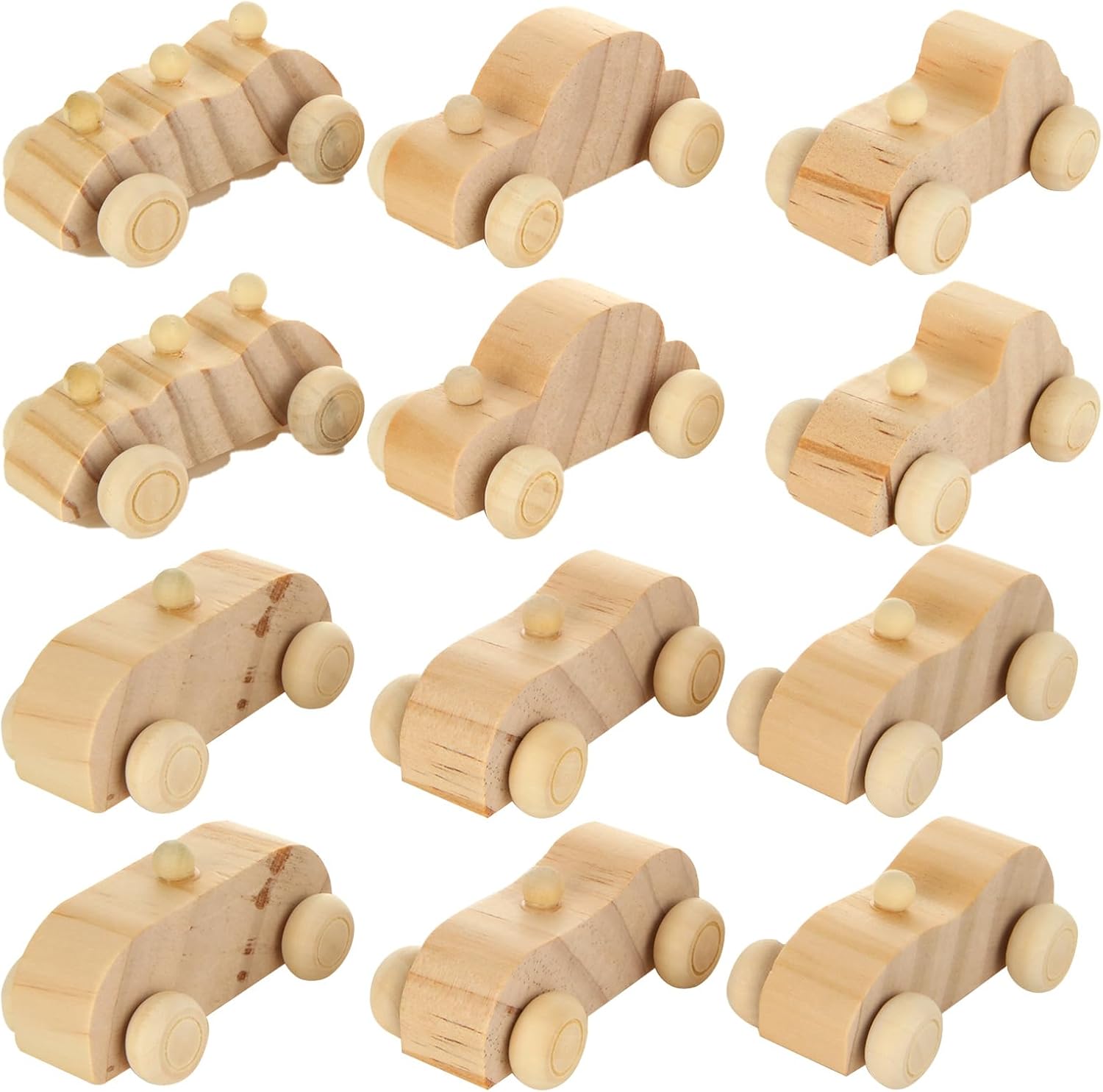 Amazon.com: SHUESS 24 Packs Wood DIY Car Toys, Wooden Cars to Paint ...