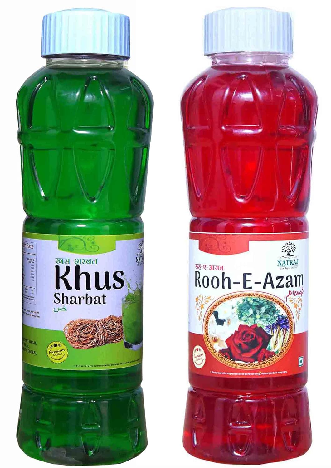 Natraj The Right Choice Khus Sharbat & Rooh-E-Azam Sharbat Syrup (Pack ...