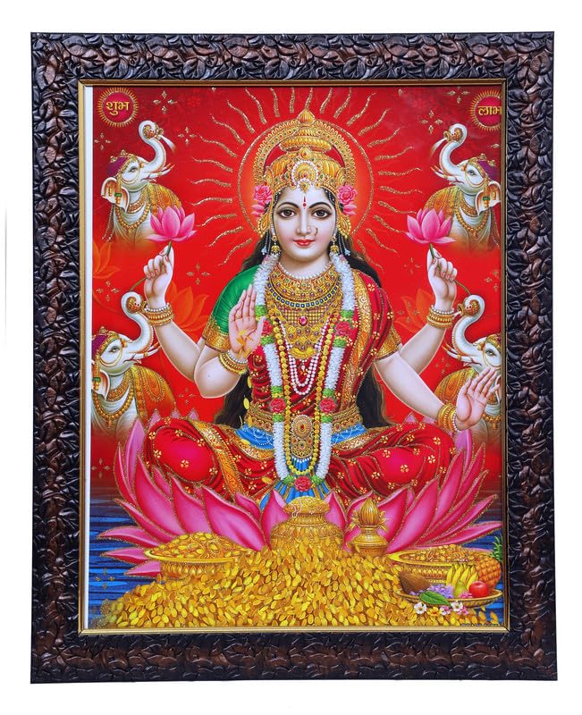 Subhash Pushtak Maa Laxmi ji Wooden Photo Frame For Temple/Pooja/Home ...