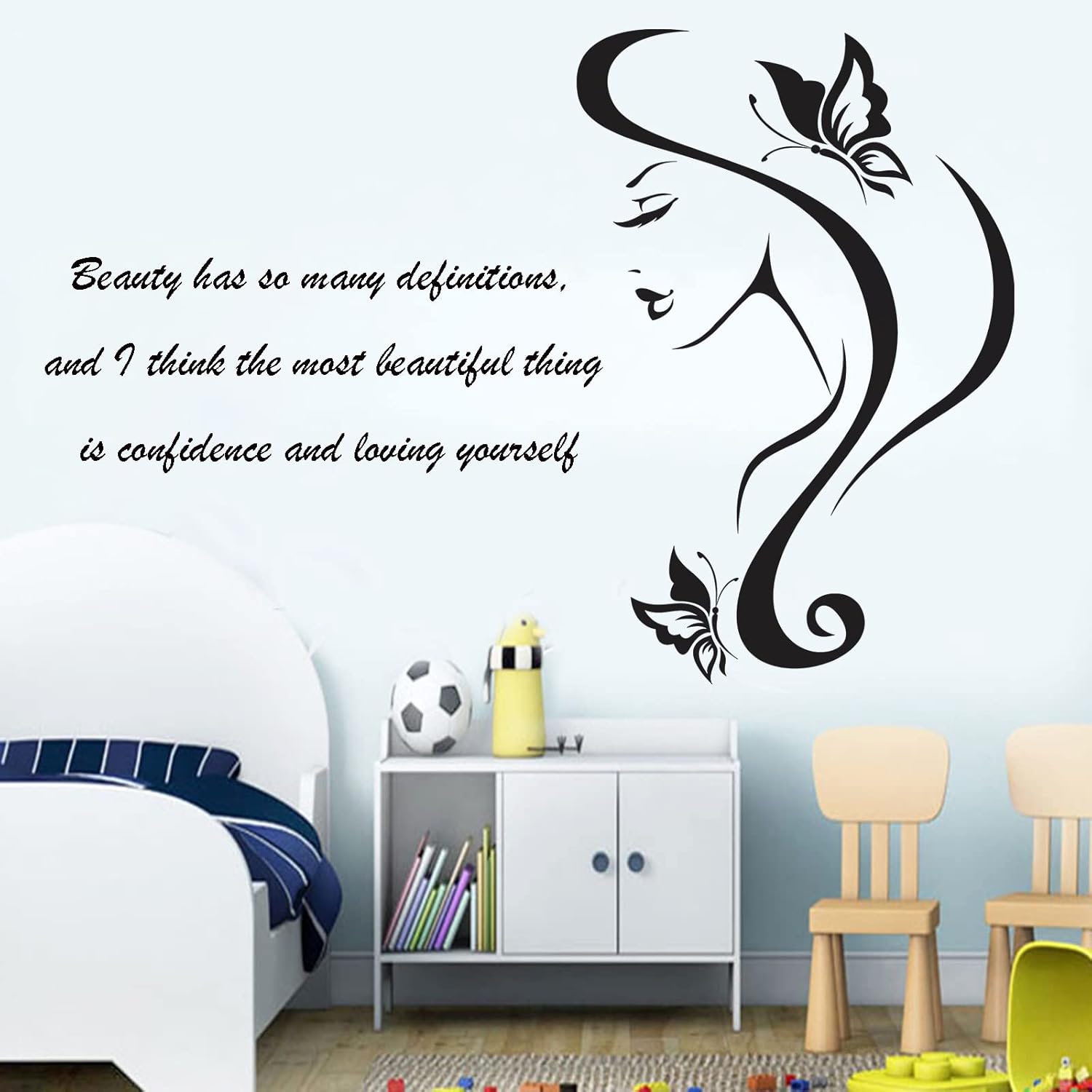Amazon.com: Beautiful Women Wall Sticker, Butterfly Girl Wall Decals ...