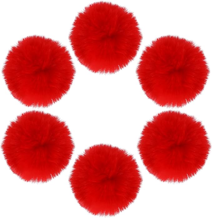Amazon.com: Mozeat Lens 6 Pcs Red Pom Poms Faux Fur Pom Pom Fluffy Pom ...