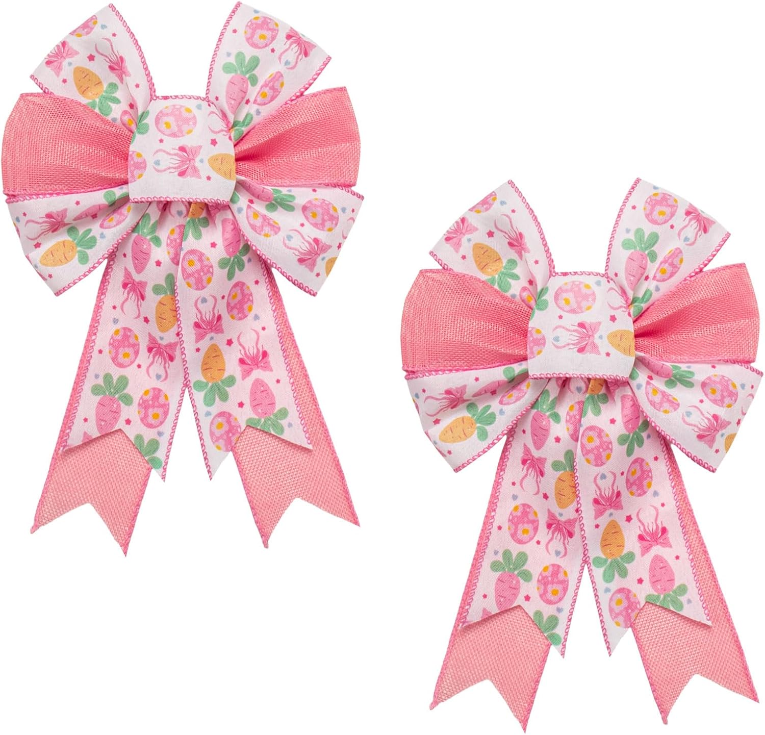 Amazon.com: Blinket 2 PCS Easter Wreath Bow Pink White Carrots Eggs ...