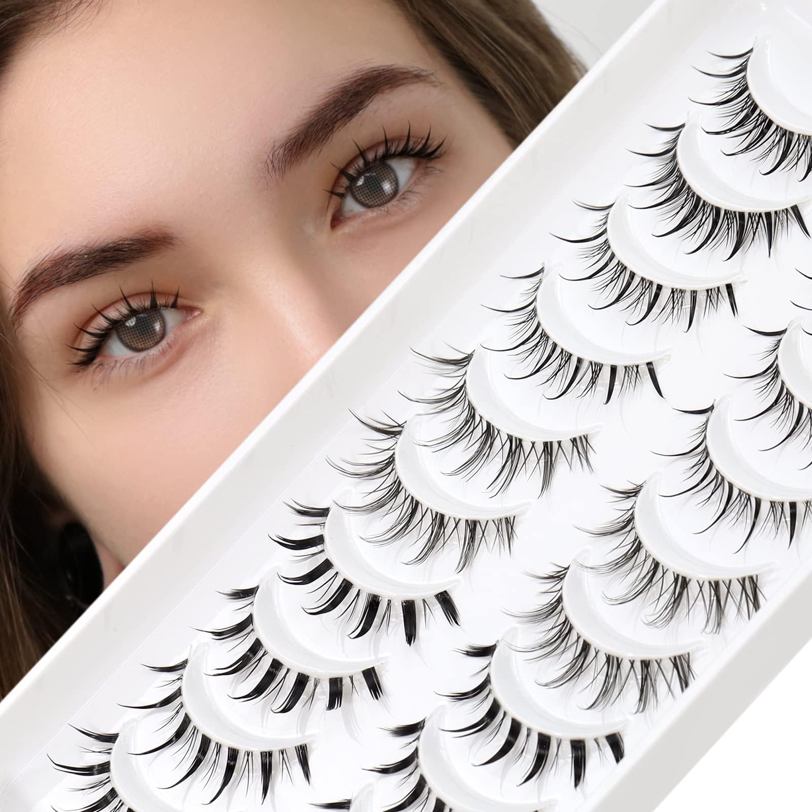 Amazon.com: Emotao Japanese Style False Eyelashes Makeup Manga Lashes ...