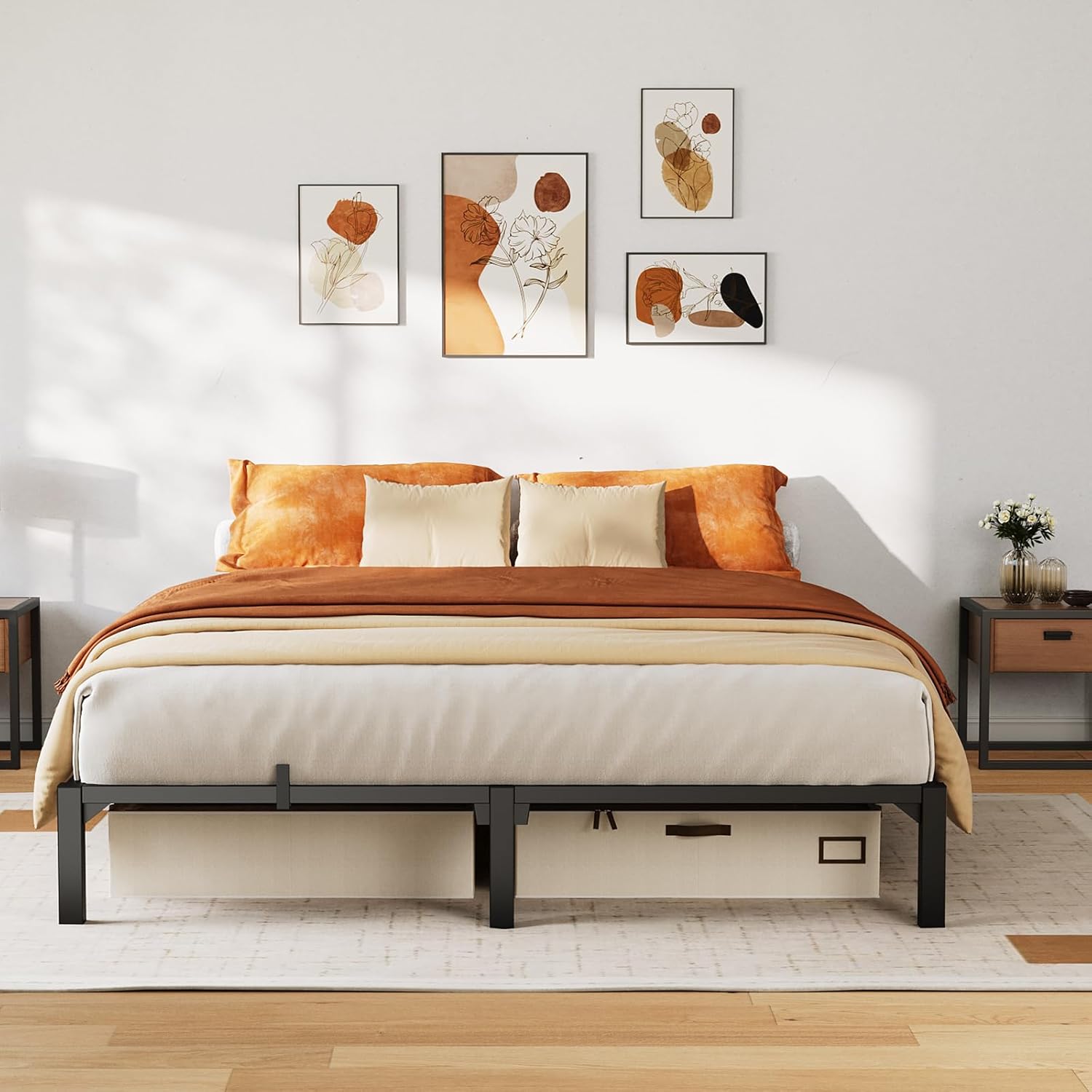 Amazon.com: GAOMON Bed Frame Queen Size, 10 Inch Metal Platform, No ...