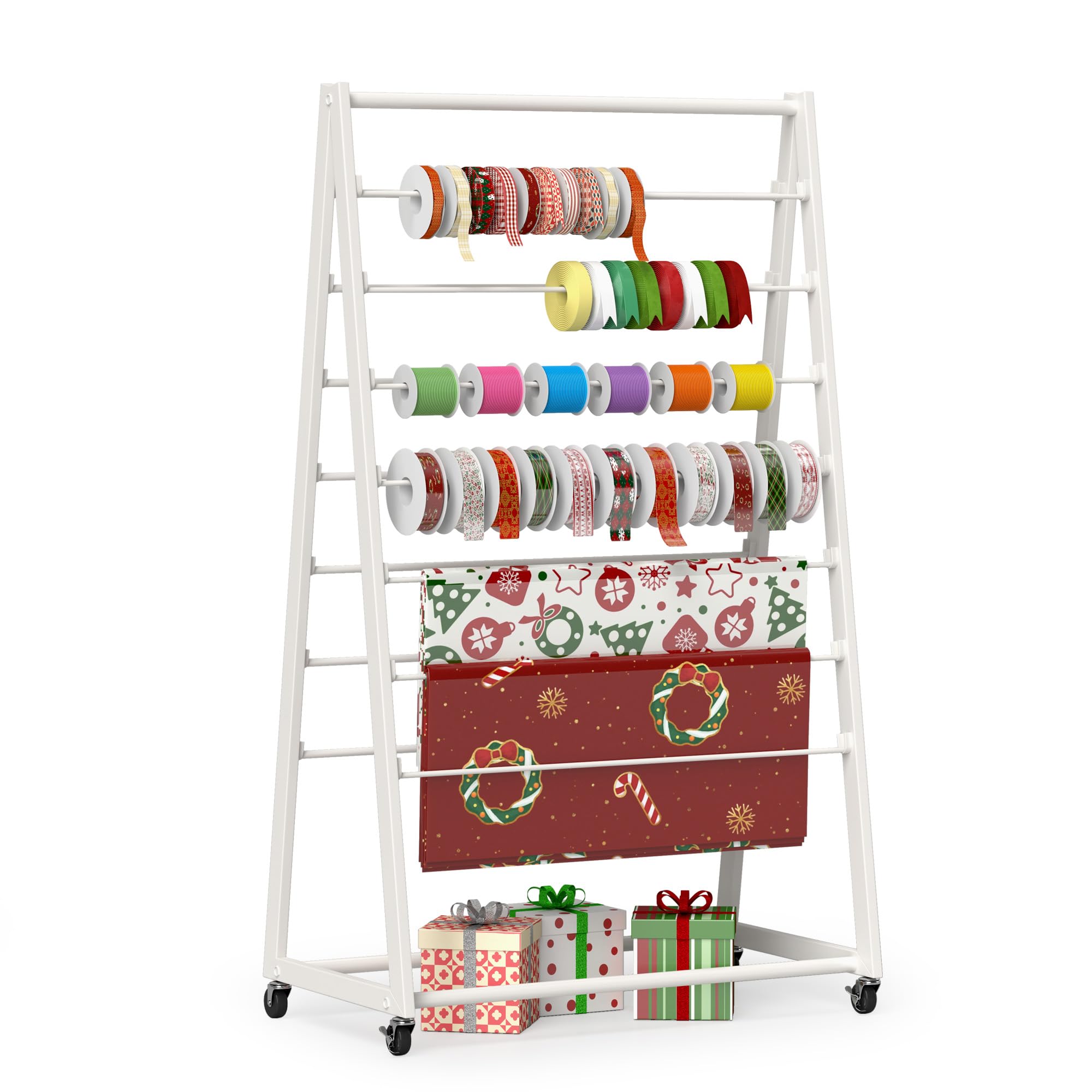 Amazon.com: Rolling Ribbon Organizer, 15 Tier Metal Ribbon Holder ...