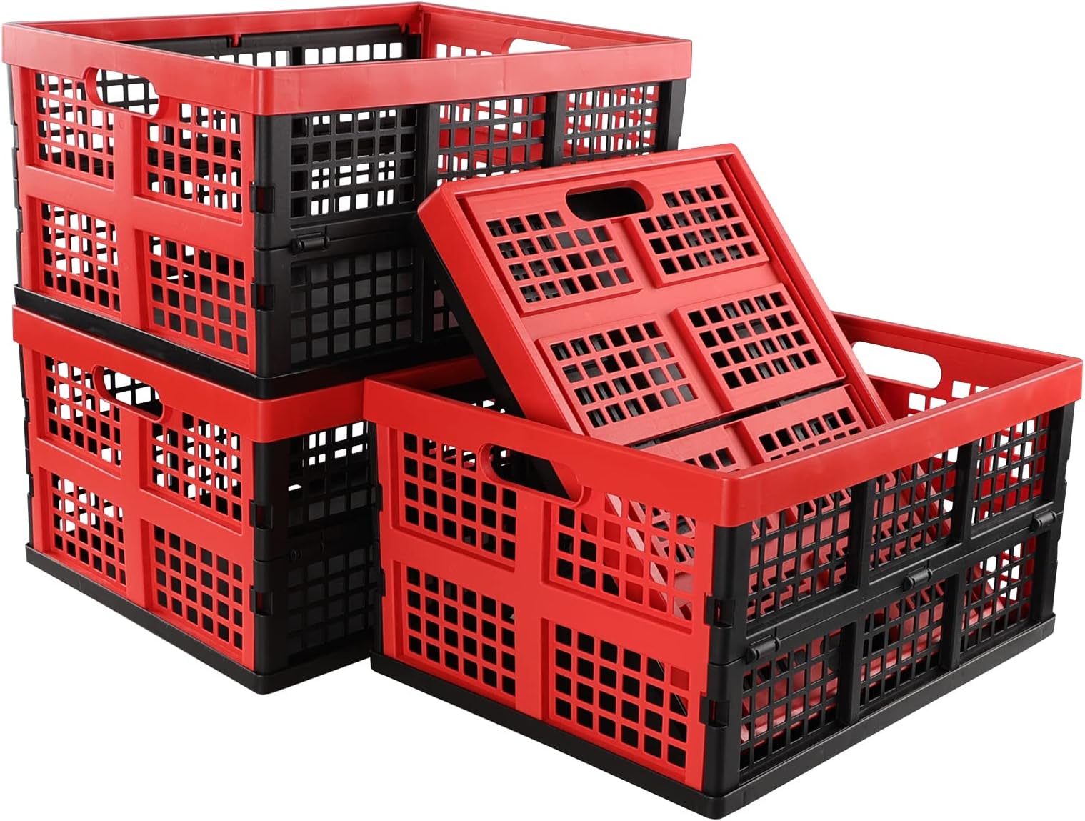 Vareone 3 Packs Plastic Collapsible Storage Crate, Stackable Folding ...