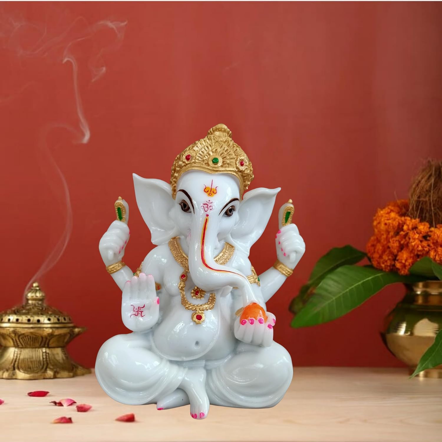 Buy NIRAJ ART Beautifully Design and Handcraft God Ganpati Ji Marble Murti for Home Temple Decor ...