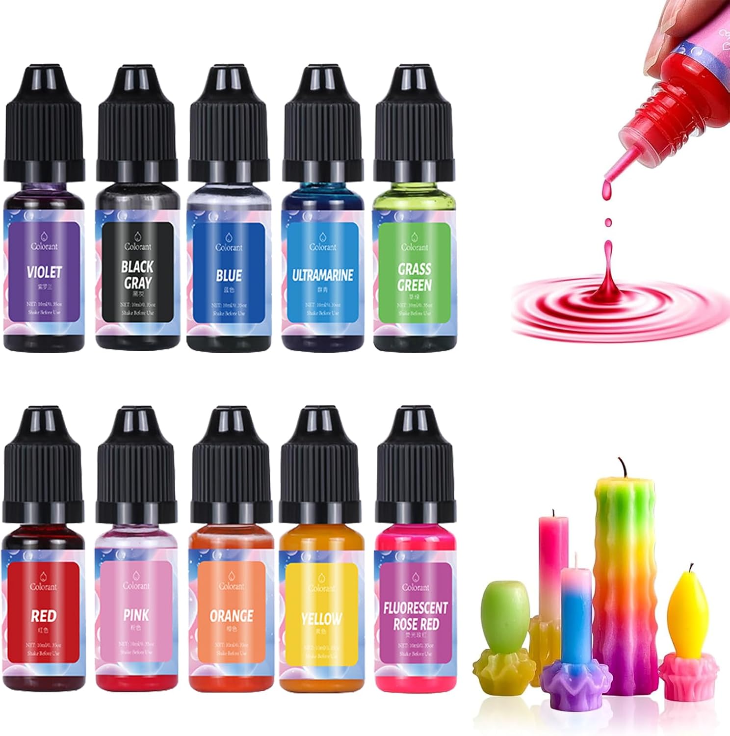 10 Colours Candle Dye for Soy Wax, Oil-Based Highly Concentrate Candle ...