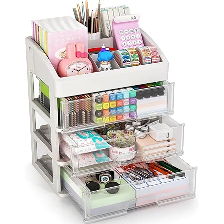 Amazon.com: KAYYUKI WH 4-Layer Desktop organizer with drawers｜3 drawer ...