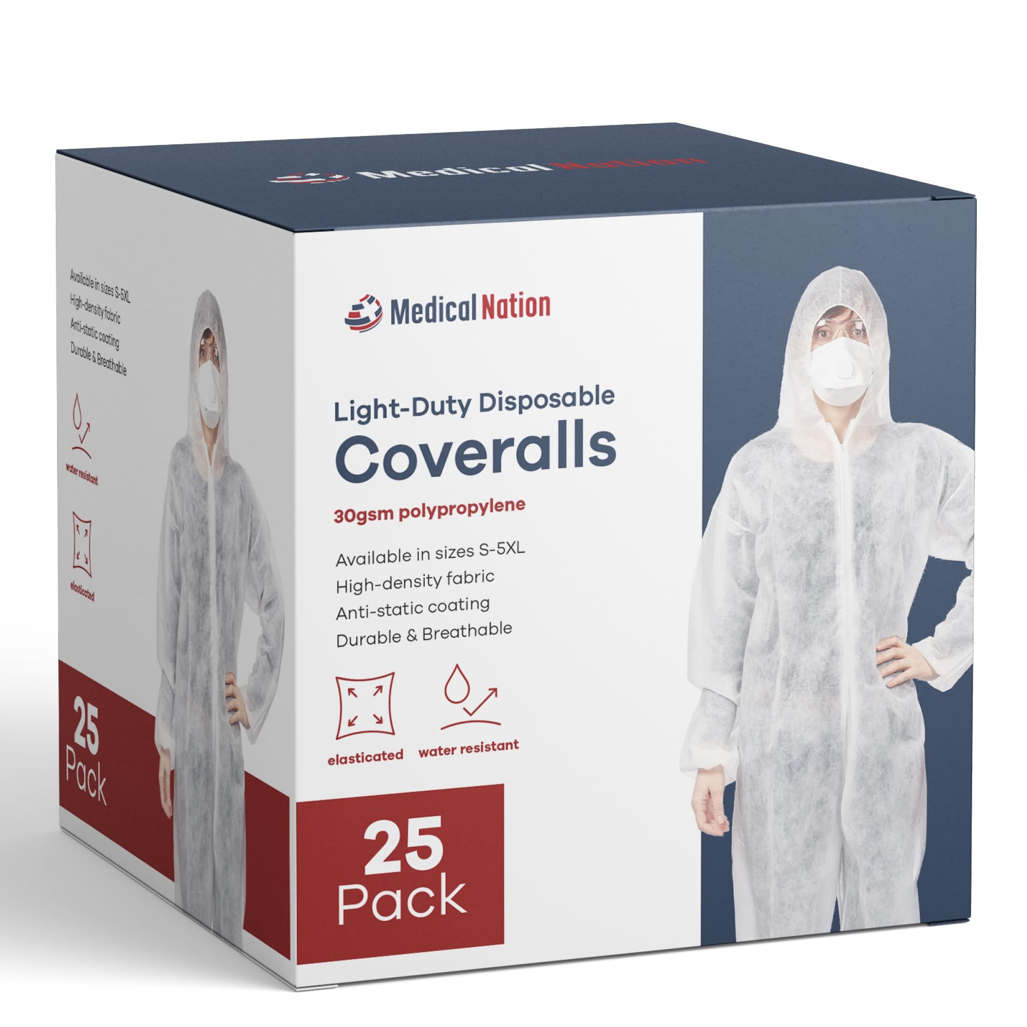 Snapklik.com : Medical Nation Hazmat Suits Disposable 25 Pack Light ...