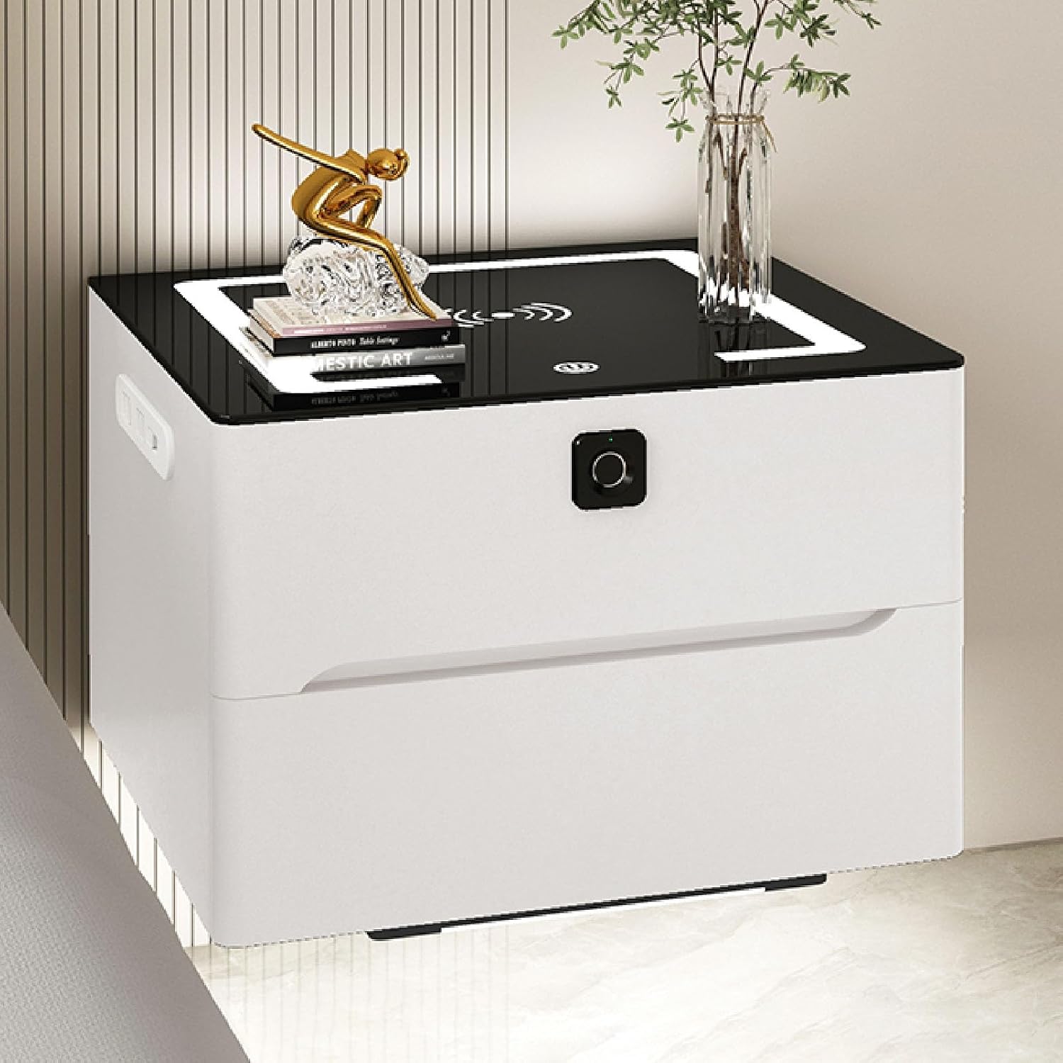 Floating Nightstand With Drawer With USB &Wireless Charging Station, 3 ...