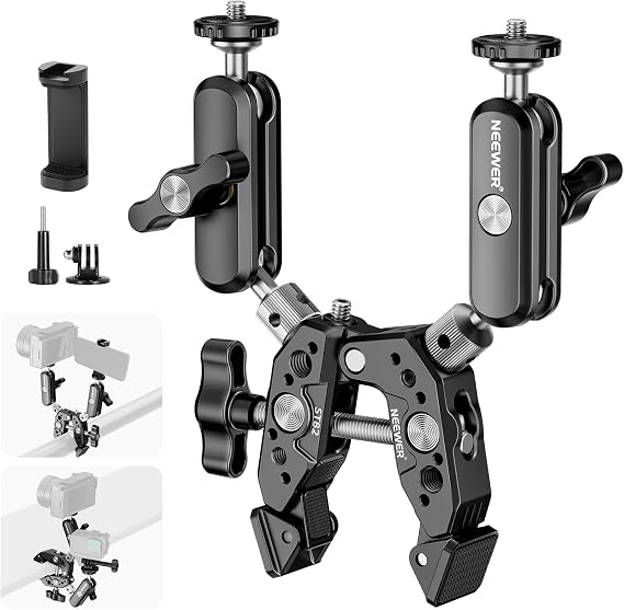 NEEWER Super Clamp con Dos 360° Brazos Mágicos Doble Cabeza Esférica ...