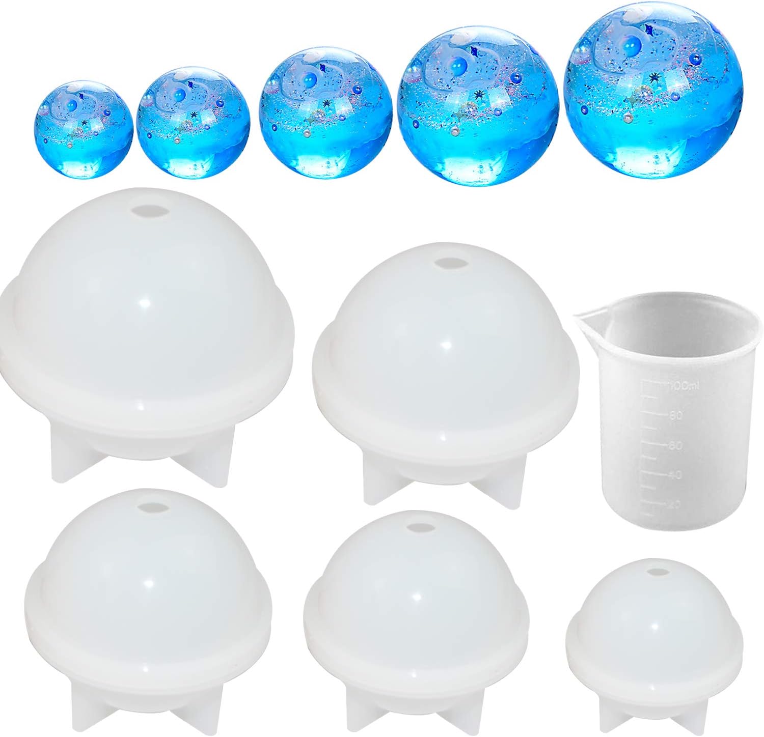 Amazon.com: WeiMeet 5 Pieces Sphere Silicone Molds Resin Casting Molds ...