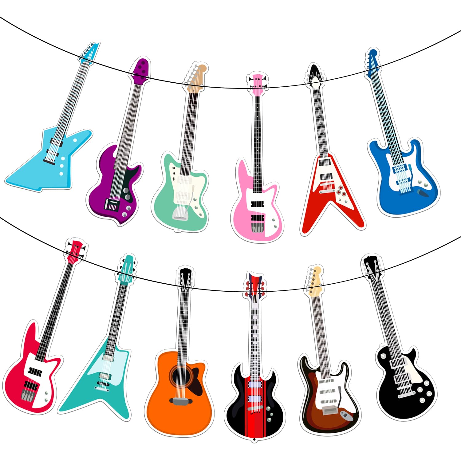 Amazon.com: Guitar Happy Birthday Banner Guitar Music Party Decorations ...