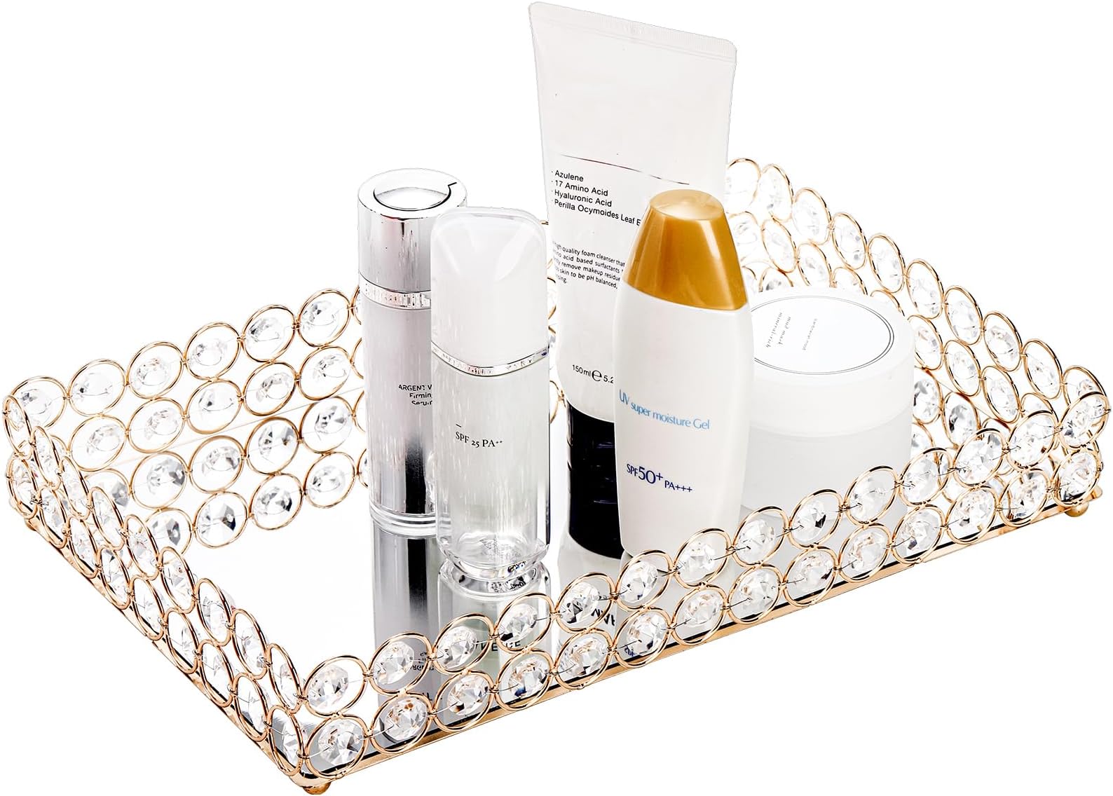 Amazon.com: Hedume Mirrored Crystal Cosmetic Makeup Tray, 10 Inches ...