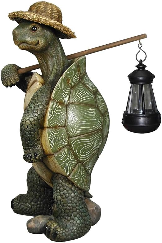 Amazon.com: DWK Country Turtle Outdoor Statue with Solar Lamp | Turtle ...
