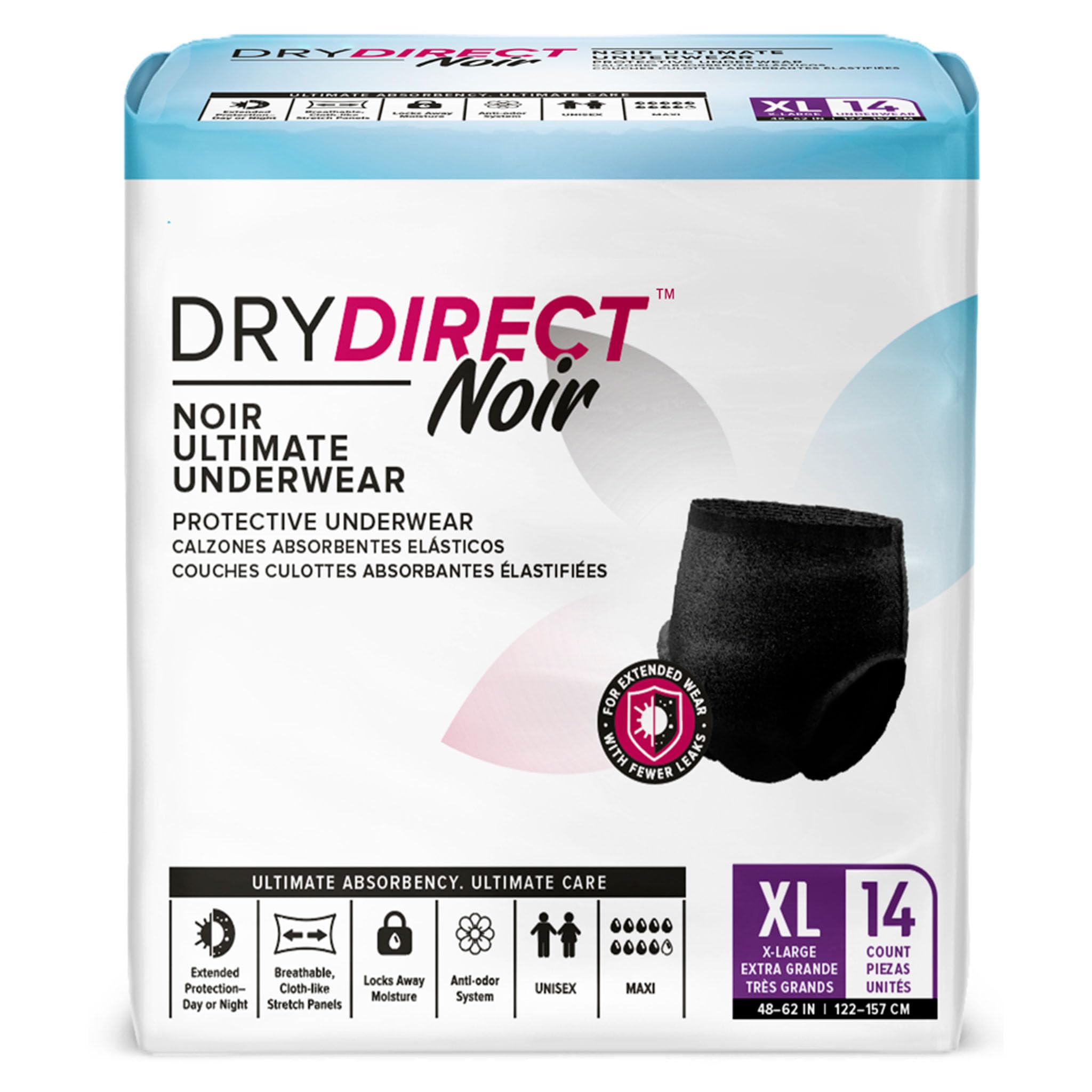 Amazon.com: Dry Direct Noir Ultimate Protective Underwear (XLarge ...