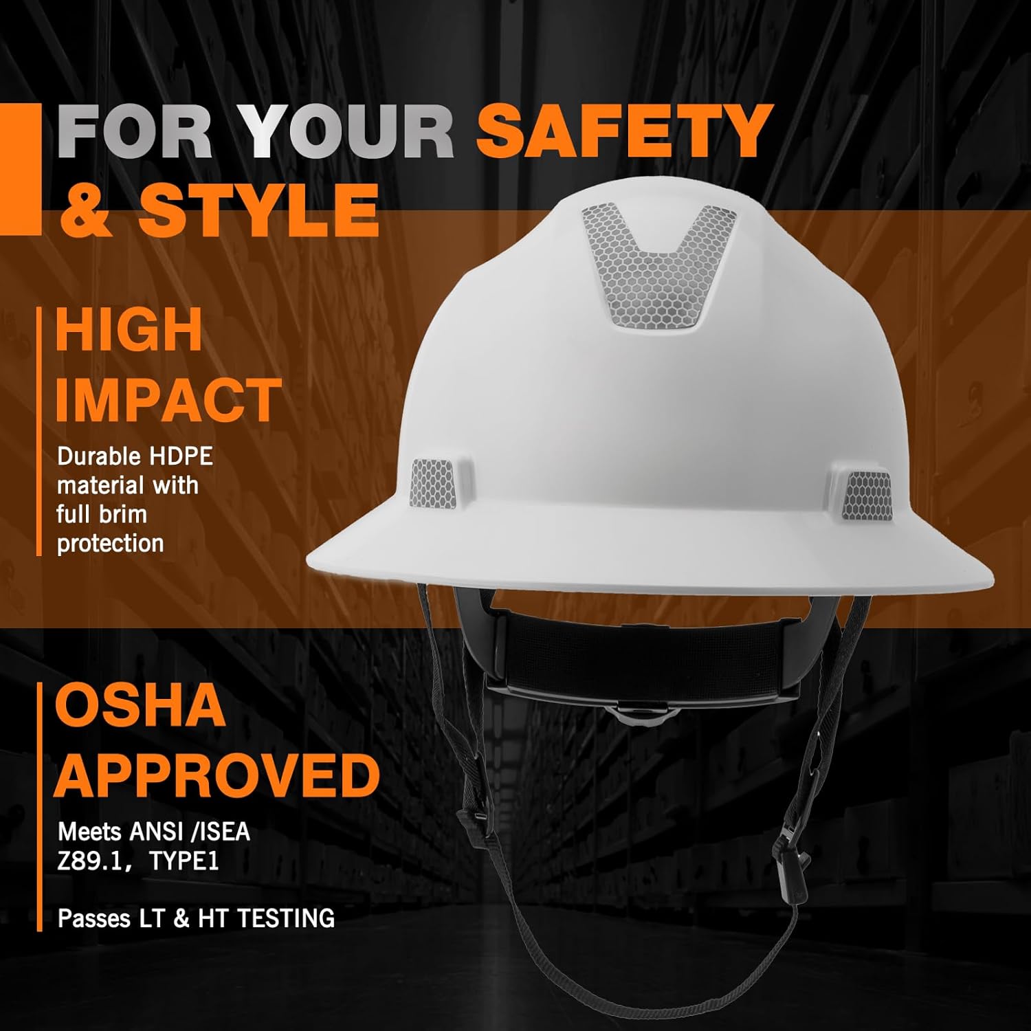 Hard Hats Full Brim Hard Hat LOHASTAR OSHA ANSI Approved Construction ...