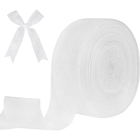 49 Yard 1.5 Inch White Shimmer Sheer Organza Ribbon : Amazon.co.uk ...