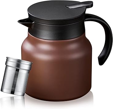 Small Thermal Coffee Carafe 27 OZ, Ceramic Insulated Coffee Server for ...