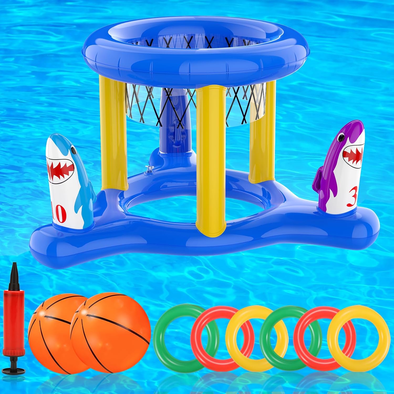 Amazon.com: W-Plus Pool Floats Toys Games Set, 2-in-1 Ring Toss ...