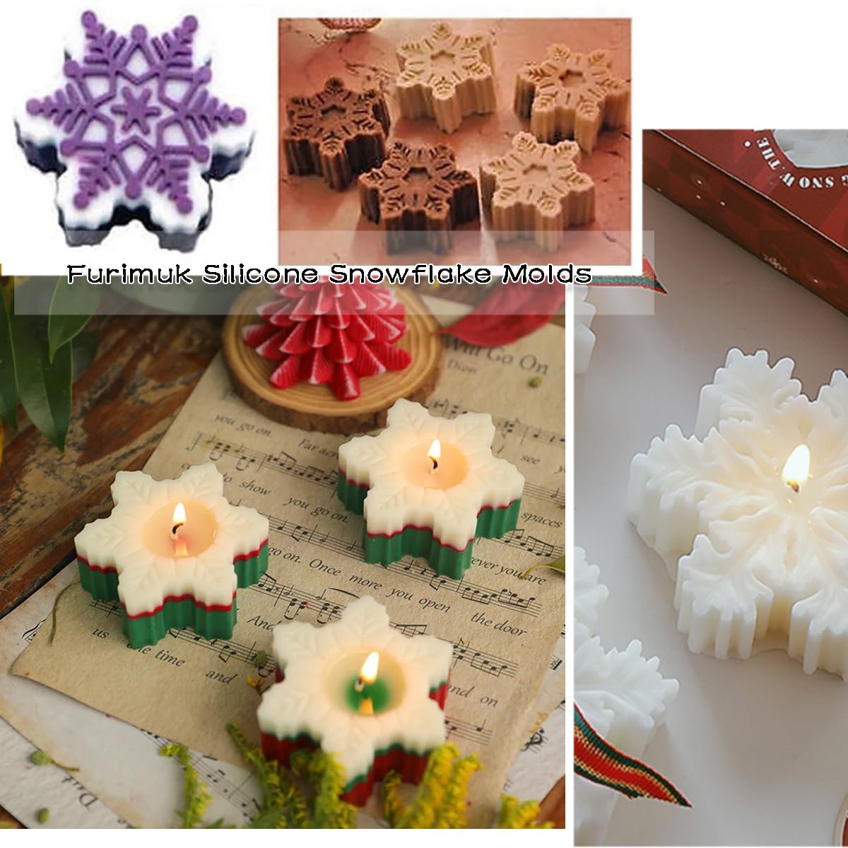 Snowflake Ice Cube Mold 3-Pack Christmas Snowflake Silicone Molds - 6 ...